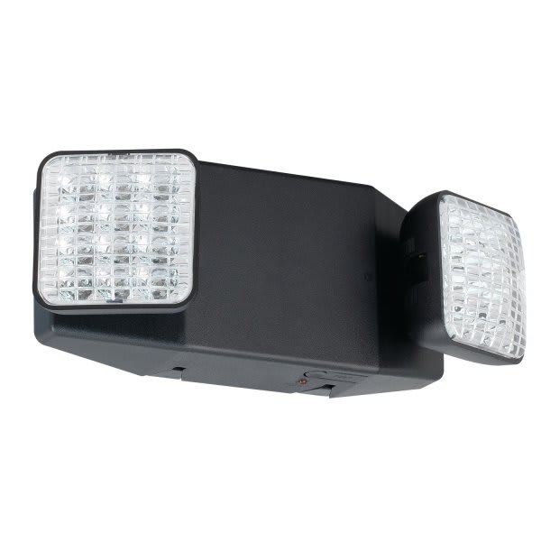 Hubbell White Dual-Head LED Emergency Light Damp Location Listed Remote ...