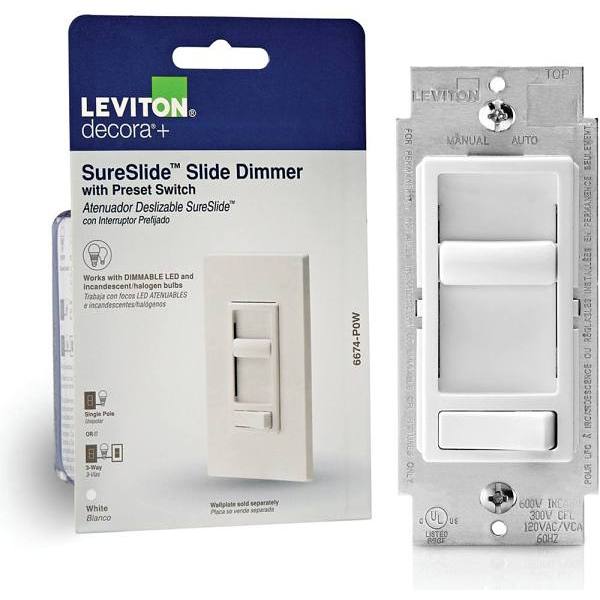 Leviton Decora Slide Dimmer For 300-Watt Dimmable Led, White | HD Supply