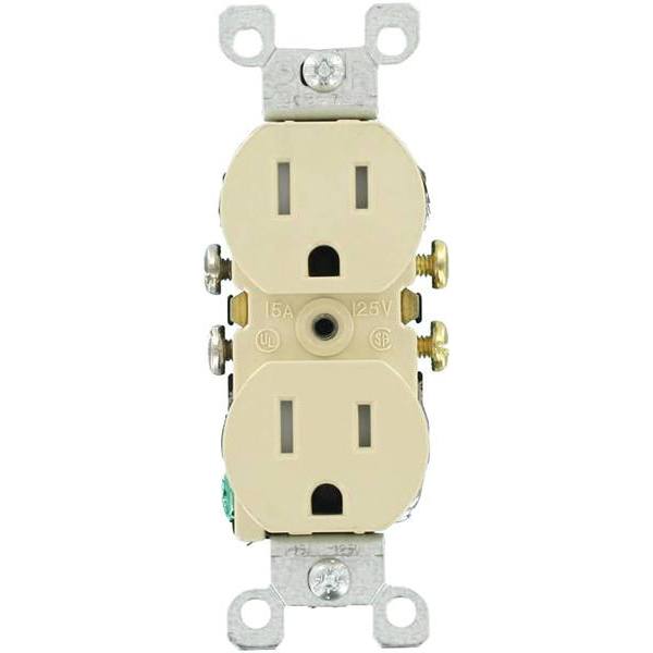 Leviton 15 Amp Residential Grade Grounding Duplex Outlet, White | HD Supply