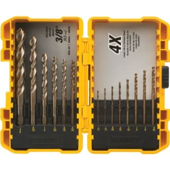 DeWalt® 14-Piece Cobalt Pilot Point Drill Bit Set, Sizes 1/16" Through ...