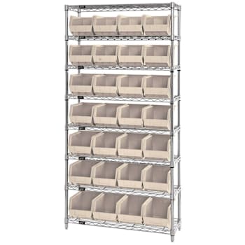 Quantum Storage Systems Wire Shelving Ivory Bin 24 X 12 X 74 Grey Epoxy ...