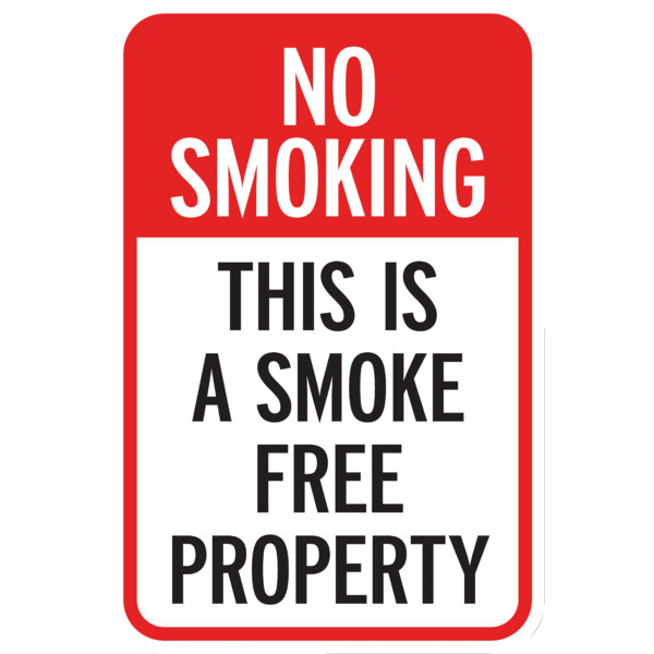 Smoke Free Property Sign, Non-Reflective, 12 x 18 | HD Supply
