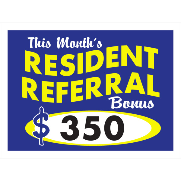 Resident Referral Bonus Sign, Blue and Yellow | HD Supply