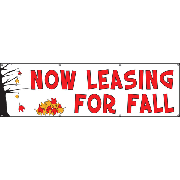 Horizontal Now Leasing for Fall Banner, Autumn Leaves, 10' x 3' | HD Supply