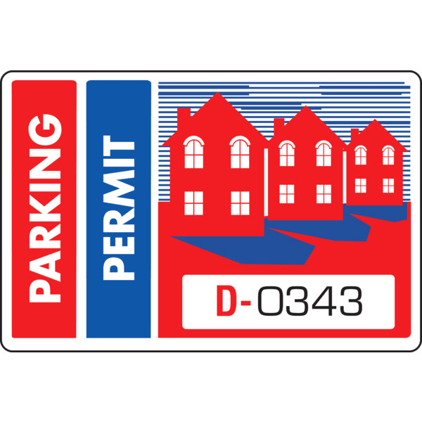 Parking Permit Window Stickers, Red/Blue, 3 x 2, Package of 100 | HD Supply