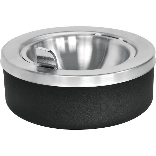 Ex-Cell Self-Closing Tabletop Ashtray w/ Flip Top (Black/Stainless ...