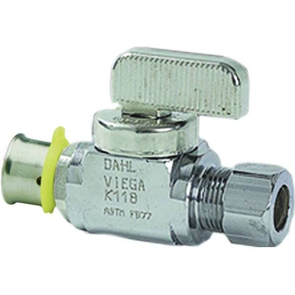 Viega Pureflow 1/2 In. X 1/4 In. Zero Lead Press Stop Valve Straight ...