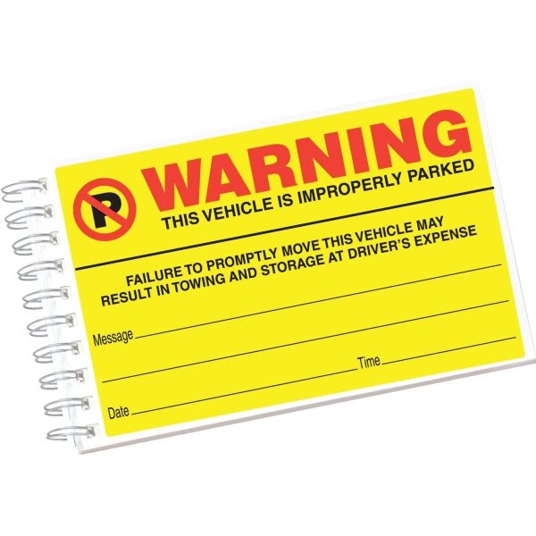"Warning/Improperly Parked" Parking Violation Stickers, 6 x 3", Book of ...