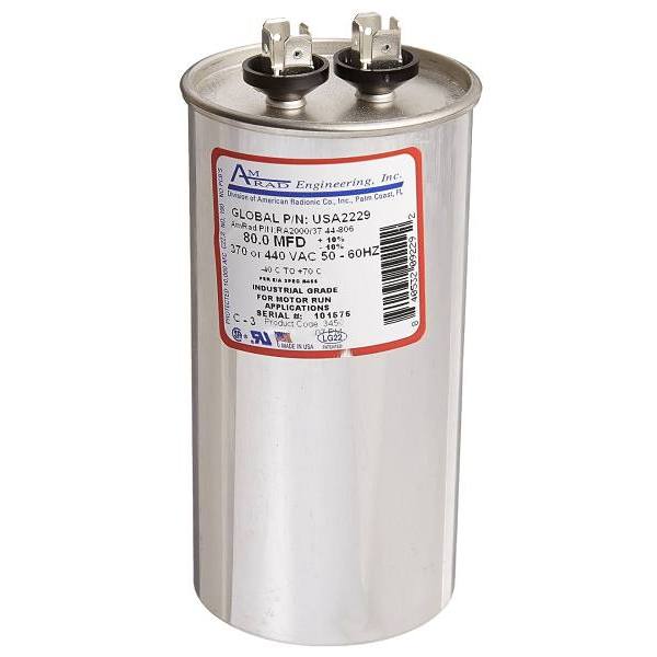 Amrad Engineering Usa2229 80 MFD 370/440 VAC Round Motor Run Capacitor ...