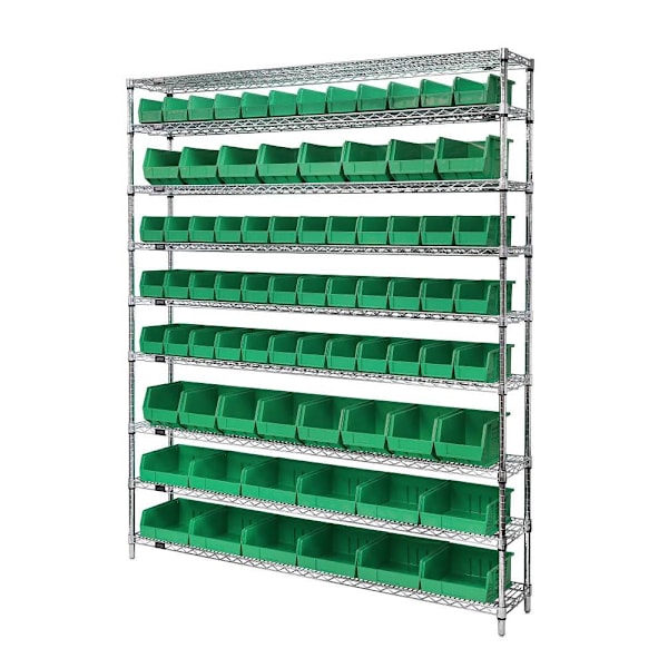 Quantum Storage Systems Wire Shelving Green Bin 72 X 12 X 74 Black ...