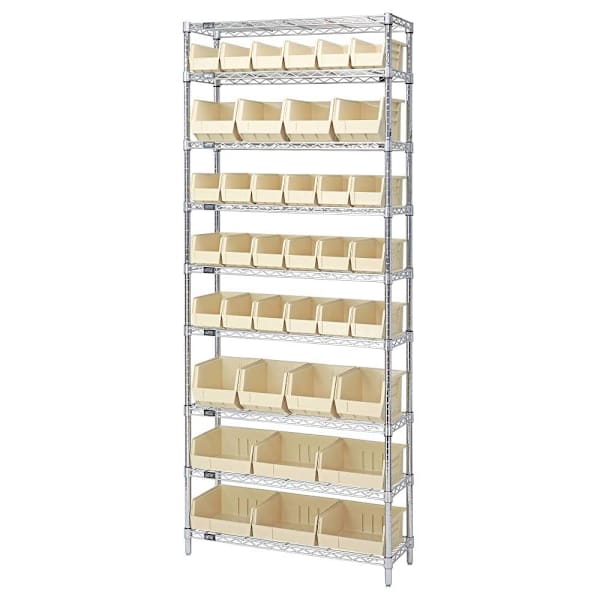 Quantum Storage Systems Wire Shelving Ivory Bin 24 X 12 X 86 Grey Epoxy ...
