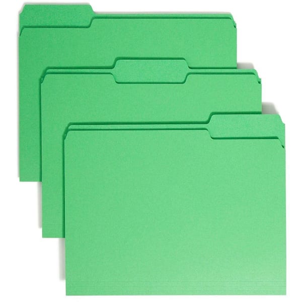 Smead 1/3 Tab Letter File Folder 8.5" X 11" Green Package Of 100 | HD ...