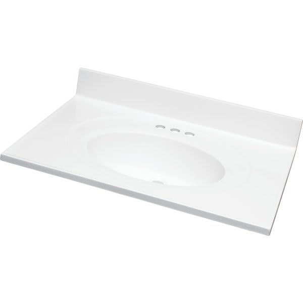 Modular Vanity Tops 49 X 22" Solid White Cultured Marble Vanity Top And ...