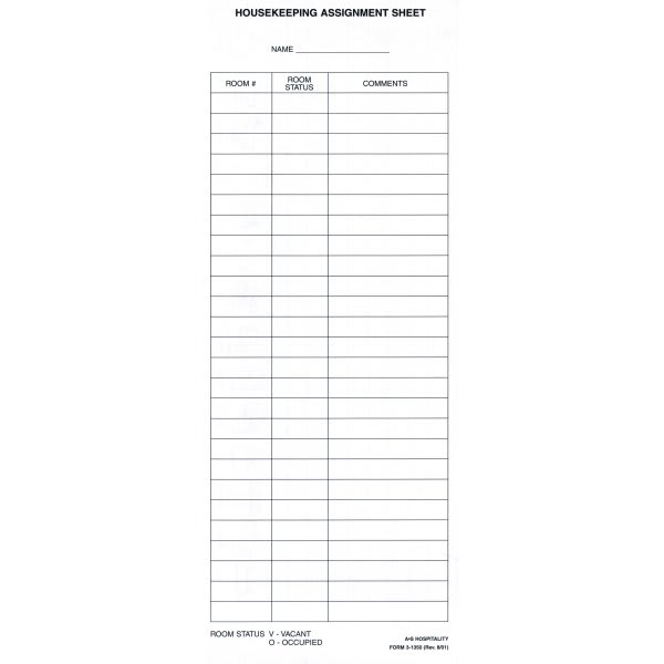Housekeeper Assignment Sheet White Package Of 100 | HD Supply
