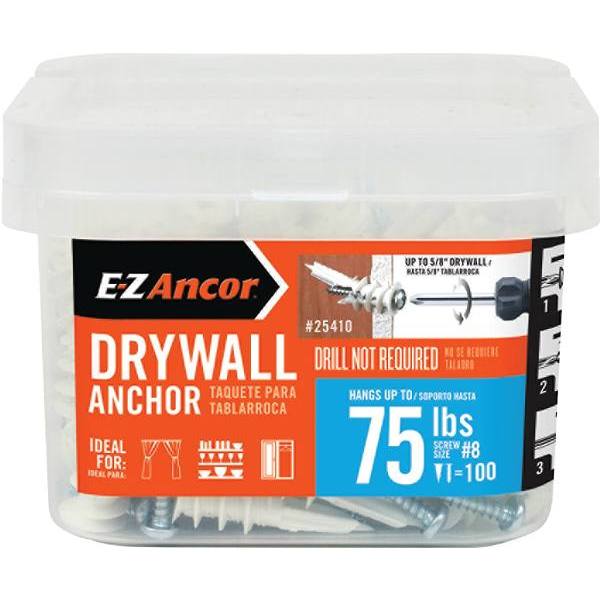 E-Z Ancor Twist-N-Lock 75lb #8 X 1-5/8 In Med Duty Drywall Anchor ...